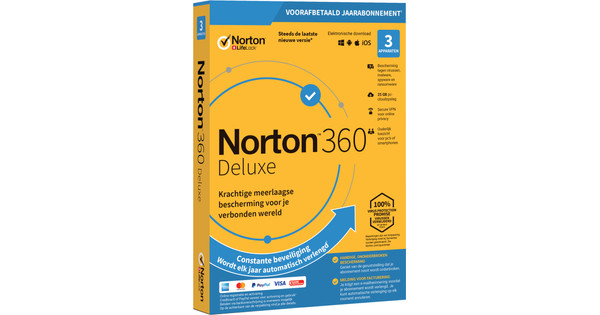 Norton 360 Deluxe 2020 | 3 Apparaten | 1 Jaar | 25GB | Windows/MAC ... Norton 360 Deluxe 2020 | 3 Apparaten | 1 Jaar | 25GB | Windows/MAC ...