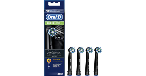 Oral-B Cross Action zwarte opzetborstels (4 stuks) - Coolblue - Voor 23.59u, morgen in huis
