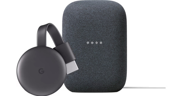 Google Chromecast V3 + Google Nest Audio Charcoal - Coolblue - Voor 23 ...
