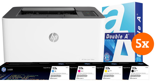 HP Color Laser MFP 150nw + 1 Extra Set Toner Cartridges + 2500 Sheets ...