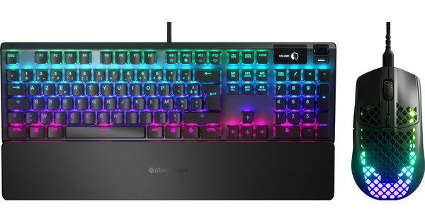 SteelSeries Apex 5 Gaming Keyboard AZERTY + Aerox 3 Onyx Gaming Mouse ...