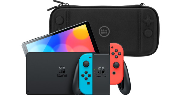 Nintendo Switch OLED Blue/Red + BlueBuilt Travel Case - Coolblue ...
