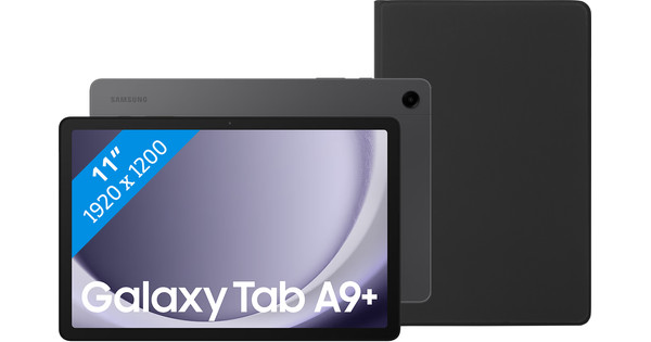 Samsung Galaxy Tab A9 Plus 11 inch 128GB Wifi Grijs + BlueBuilt Book Case Zwart - Coolblue ...