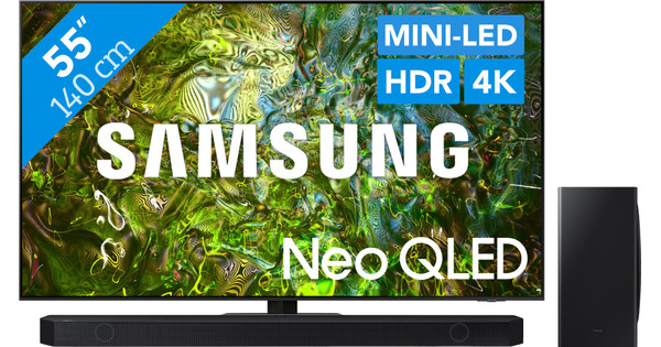 Samsung Neo QLED 4K 55QN90D (2024) + Soundbar - Televisions - Coolblue