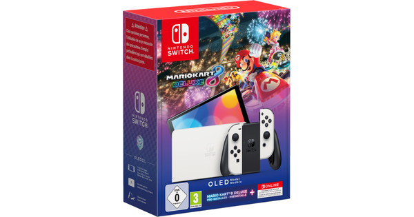 Nintendo Switch OLED Blanc + Mario Kart + 12 Mois de Nintendo Switch ...