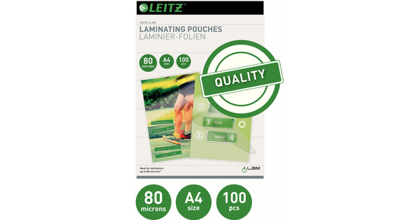 Leitz Laminating Sheet A4 2X80 Eva (100 units) - Coolblue - Before 23: ...