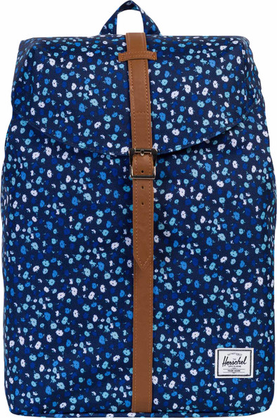 Herschel Post Mid-Volume Peacoat Mini Floral/Tan Leather | Coolblue ...