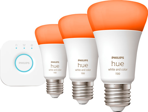 Philips Hue White and Color Starter Pack with 3 Lights + Bridge - Smart ...